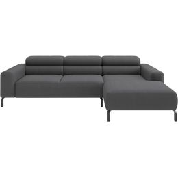 Ecksofa Home Affaire "Ecksofa, L-Form, incl. Kopfteilverstellung, Breite 258 cm", grau, B:258cm H:71cm T:183cm, 100% Polyester, Sofas, Ecksofa, wahlweise elektrische Sitztiefenverstellung