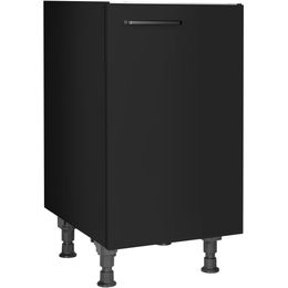 Sp&uuml;lenschrank Nobilia "MIAMI", Ausrichtung w&auml;hlbar, vormontiert, in den Breiten", front: schwarz supermatt korpus: schwarz, B:45cm H:87cm T:58,3cm, Schr&auml;nke, Sp&uuml;lenschrank, 45 und 60 cm, mit h&ouml;henverstellbaren Sockelf&uuml;&szlig;en