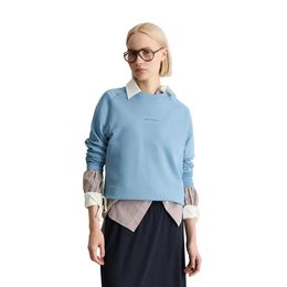 Marc O'Polo Sweatshirt MARC O'POLO DENIM "aus Organic Cotton", Damen, Gr. L, blau (blau dawn), Obermaterial: 100% Baumwolle, unifarben, relaxed fit, Rundhals, B&uuml;ndchen, Sweatshirts Sweatshirt