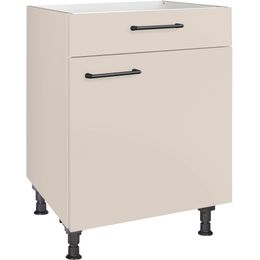 Kochfeldumbauschrank Nobilia "MIAMI", mit Schukasten und T&uuml;r, Ausrichtung w&auml;hlbar", beige (front: sand korpus: sand), B:60cm H:87cm T:58,3cm, Schr&auml;nke, Kochfeldumbauschrank, vormontiert, Breite 60 cm