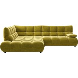 Ecksofa Home Affaire "Cozy Bubble, mit klappbarer Armlehne, Breite 289 cm", gr&uuml;n (pistachio), B:289cm H:85cm T:215cm, 100% Polyester, Sofas, Ecksofa, mit eleganter Steppung, Rundumbezug & weicher Polsterung