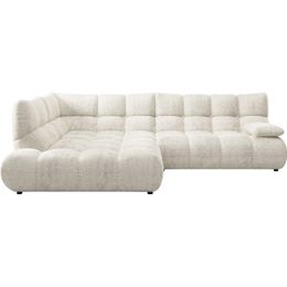 Ecksofa Home Affaire "Cozy Bubble, mit klappbarer Armlehne, Breite 289 cm", wei&szlig;, B:289cm H:85cm T:215cm, 100% Polyester, Sofas, Ecksofa, mit eleganter Steppung, Rundumbezug & weicher Polsterung