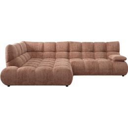 Ecksofa Home Affaire "Cozy Bubble, mit klappbarer Armlehne, Breite 289 cm", braun (rosewood), B:289cm H:85cm T:215cm, 100% Polyester, Sofas, Ecksofa, mit eleganter Steppung, Rundumbezug & weicher Polsterung