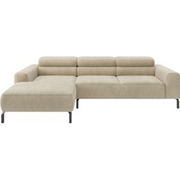 Ecksofa Home Affaire "Ecksofa, L-Form, incl. Kopfteilverstellung, Breite 258 cm", beige (nature), B:258cm H:71cm T:183cm, 88% Polyester, 12% Polyacryl, Sofas, Ecksofa, wahlweise elektrische Sitztiefenverstellung