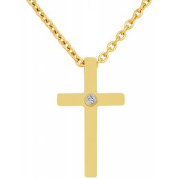 Adelia&acute;s Kette mit Anh&auml;nger ADELIA&acute;S "Damen Edelstahl Ankerkette Halskette mit Anh&auml;nger Kreuz", gold (gold, kreuz), Halsketten, Damen, Edelstahl