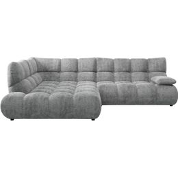 Ecksofa Home Affaire "Cozy Bubble, mit klappbarer Armlehne, Breite 289 cm", grau, B:289cm H:85cm T:215cm, 100% Polyester, Sofas, Ecksofa, mit eleganter Steppung, Rundumbezug & weicher Polsterung