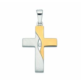 Adelia&acute;s Kreuzkette ADELIA&acute;S "Halskette - Kreuzkette mit Kreuz Anh&auml;nger mit Zirkonia aus 925", silber, Halsketten, Damen, Silber 925 (Sterlingsilber), Kreuzkette, Schmuckset mit bis 45 cm stufenlos verstellbarer 925 Silber Halskette