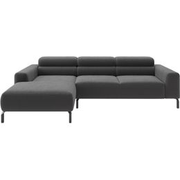 Ecksofa Home Affaire "Ecksofa, L-Form, incl. Kopfteilverstellung, Breite 258 cm", grau (anthrazit), B:258cm H:71cm T:183cm, 95% Polyester, 5% Nylon, Sofas, Ecksofa, wahlweise elektrische Sitztiefenverstellung