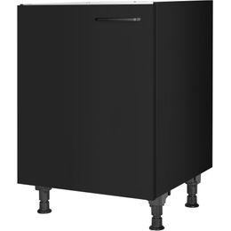 Sp&uuml;lenschrank Nobilia "MIAMI", Ausrichtung w&auml;hlbar, vormontiert, in den Breiten", front: schwarz supermatt korpus: schwarz, B:60cm H:87cm T:58,3cm, Schr&auml;nke, Sp&uuml;lenschrank, 45 und 60 cm, mit h&ouml;henverstellbaren Sockelf&uuml;&szlig;en