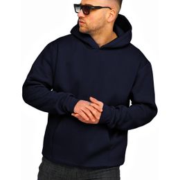 Hoodie DAILY COTTON "Daily Cotton Kapuzenpullover im Oversize Schnitt Unifarben - Kapuzenpullover Loose-Fit", Jungen, Gr. L, navy, Obermaterial: 65% Baumwolle CO. 35% Polyester PES., Sweatshirts Hoodie, Herren Basic Kapuzen-Sweatshirt Oversized Raglan Sweater