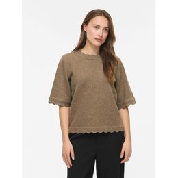 Vila Damen Kurzarmpullover "VINIKOLINA O-NECK 2/4 KNIT TOP - NOOS"falcon detail:melange, Gr. L, meliert, Strick, Obermaterial: 97% Polyester, 3%