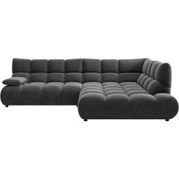 Ecksofa Home Affaire "Cozy Bubble, mit klappbarer Armlehne, Breite 289 cm", grau (anthrazit), B:289cm H:85cm T:215cm, 100% Polyester, Sofas, Ecksofa, mit eleganter Steppung, Rundumbezug & weicher Polsterung