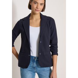 Jackenblazer Cecil, Damen, Gr. L (42), blau (urban schwarz), Web, Obermaterial: 95% Baumwolle, 5% Elasthan, unifarben, normal h&uuml;ftbedeckend, V-Ausschnitt, abgesteppte Kante, Blazer, mit Struktur in Unifarbe