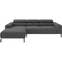 Ecksofa Home Affaire "Ecksofa, L-Form, incl. Kopfteilverstellung, Breite 258 cm", grau, B:258cm H:71cm T:183cm, 100% Polyester, Sofas, Ecksofa, wahlweise elektrische Sitztiefenverstellung