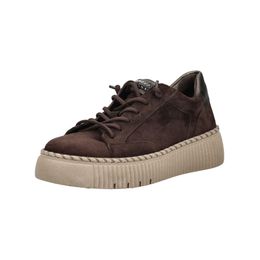 Plateausneaker Gabor "Gabor Sneaker Veloursleder", Damen, Gr. 37,5, mocca, Veloursleder, Schuhe Plateausneaker