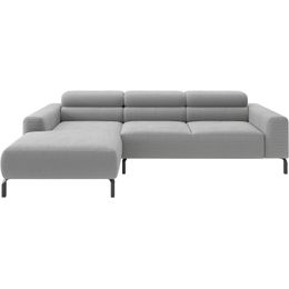 Ecksofa Home Affaire "Ecksofa, L-Form, incl. Kopfteilverstellung, Breite 258 cm", grau (silber), B:258cm H:71cm T:183cm, 95% Polyester, 5% Nylon, Sofas, Ecksofa, wahlweise elektrische Sitztiefenverstellung