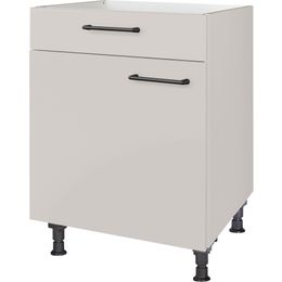 Kochfeldumbauschrank Nobilia "MIAMI", mit Schukasten und T&uuml;r, Ausrichtung w&auml;hlbar", beige (front: seidengrau korpus: seidengrau), B:60cm H:87cm T:58,3cm, Schr&auml;nke, Kochfeldumbauschrank, vormontiert, Breite 60 cm
