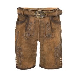 Lederhose GWANDLER "Lederhose FLORIAN-gespeckt", Herren, Gr. 52, EURO, braun, Obermaterial: 100% Lederfaserstoff LEAFIBTEX., Hosen