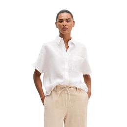 Marc O'Polo Kurzarmbluse MARC O'POLO "mit breiter Kellerfalten im R&uuml;cken", Damen, Gr. 40, wei&szlig;, Obermaterial: 100% Leinen, unifarben, regular fit normal, Blusen