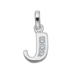 Adelia&acute;s Namenskette ADELIA&acute;S "Halskette - Namenskette mit Buchstabenanh&auml;nger J mit Zirkonia", silber, Halsketten, Damen, Silber 925 (Sterlingsilber), Schmuckset mit bis 45 cm stufenlos verstellbarer 925 Silber Halskette