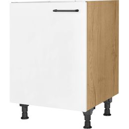 Sp&uuml;lenschrank Nobilia "MIAMI", Ausrichtung w&auml;hlbar, vormontiert, in den Breiten", front: alpinwei&szlig;, korpus: eiche sierra, B:60cm H:87cm T:58,3cm, Schr&auml;nke, Sp&uuml;lenschrank, 45 und 60 cm, mit h&ouml;henverstellbaren Sockelf&uuml;&szlig;en