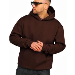 Hoodie DAILY COTTON "Daily Cotton Kapuzenpullover im Oversize Schnitt Unifarben - Kapuzenpullover Loose-Fit", Jungen, Gr. L, braun, Obermaterial: 65% Baumwolle CO. 35% Polyester PES., Sweatshirts Hoodie, Herren Basic Kapuzen-Sweatshirt Oversized Raglan Sweater