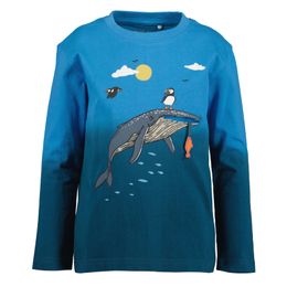 Langarmshirt Blue Seven, Jungen, Gr. 104, cyan, Single Jersey, Obermaterial: 100% Baumwolle, bedruckt, Basic normal, Rundhals, Shirts Langarmshirt, Baumwolle