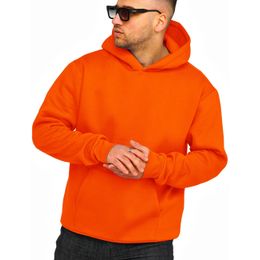 Hoodie DAILY COTTON "Daily Cotton Kapuzenpullover im Oversize Schnitt Unifarben - Kapuzenpullover Loose-Fit", Jungen, Gr. S, orange, Obermaterial: 65% Baumwolle CO. 35% Polyester PES., Sweatshirts Hoodie, Herren Basic Kapuzen-Sweatshirt Oversized Raglan Sweater