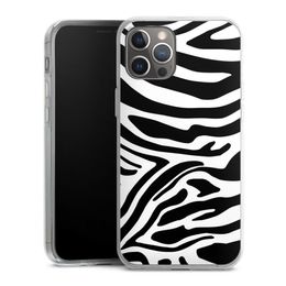 DeinDesign iPhone 12 Pro Max Handy Silikon H&uuml;lle Case transparent Handyh&uuml;lle Animal Look Zebra Animal Print Silikon Case