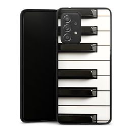DeinDesign Galaxy A52s 5G Handy Slim Case extra d&uuml;nn Silikon Handyh&uuml;lle schwarz H&uuml;lle Klavier Music Piano Silikon Slim Case