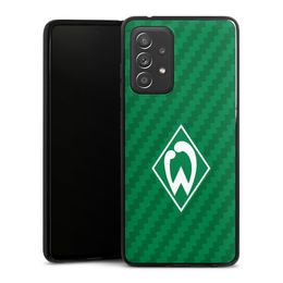 DeinDesign Galaxy A52s 5G Handy Slim Case extra d&uuml;nn Silikon Handyh&uuml;lle schwarz H&uuml;lle Carbon Official Licensed Product Sv Werder Bremen Silikon Slim Case