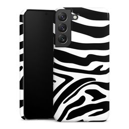 DeinDesign Galaxy S22 Handy Premium Case Smartphone Handyh&uuml;lle Schutzh&uuml;lle gl&auml;nzend Animal Look Zebra Animal Print Premium Case