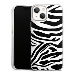 DeinDesign iPhone 13 Mini Handy Slim Case Silikon Handyh&uuml;lle transparent H&uuml;lle extra d&uuml;nn Animal Look Zebra Animal Print Silikon Slim Case