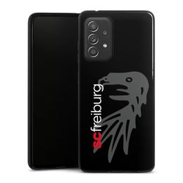 DeinDesign Galaxy A52s 5G Handy Slim Case extra d&uuml;nn Silikon Handyh&uuml;lle schwarz H&uuml;lle Logo Sc Freiburg Official Licensed Product Silikon Slim Case
