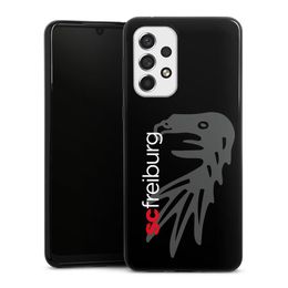 DeinDesign Galaxy A33 5G Handy Slim Case extra d&uuml;nn Silikon Handyh&uuml;lle schwarz H&uuml;lle Sc Freiburg Logo Official Licensed Product Silikon Slim Case