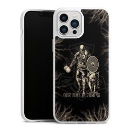 DeinDesign iPhone 13 Pro Max Handy Silikon H&uuml;lle Case wei&szlig; Handyh&uuml;lle Wikinger Vikings Tv Show Designs Silikon Case