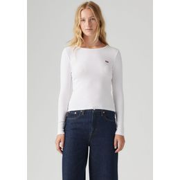 Levi's Langarmshirt LEVI'S "HAYES LS TEE", Damen, Gr. L (40), wei&szlig;, Single Jersey, Obermaterial: 96% Baumwolle, 4% Elasthan, unifarben, k&ouml;rpernah h&uuml;ftbedeckend, Rundhals, Shirts Langarmshirt, in Ripp-Optik