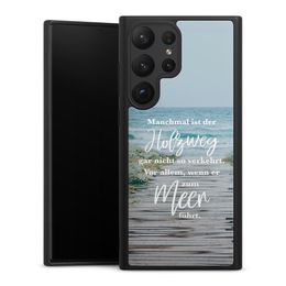 DeinDesign Galaxy S23 Ultra Handy Gallery Case Handyh&uuml;lle 9H Geh&auml;rtetes Glas R&uuml;ckseite H&uuml;lle Statement Beach Spruch Gallery Case