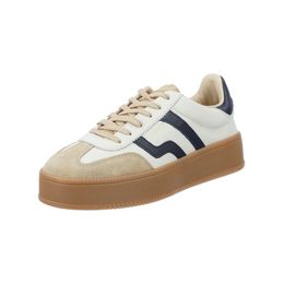 Plateausneaker Gant "Gant Sneaker Leder", Damen, Gr. 37, beige (wei&szlig;, blau), Leder, Schuhe Plateausneaker