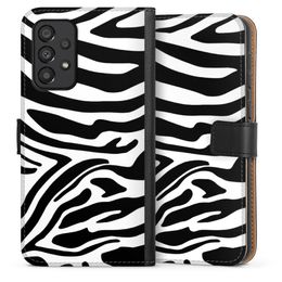 DeinDesign Galaxy A33 5G Handy Klapph&uuml;lle Handyh&uuml;lle aus Kunst Leder schwarz Flip Case Animal Look Zebra Animal Print Sideflip mit langer Lasche
