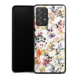 DeinDesign Galaxy A52s 5G Handy Slim Case extra d&uuml;nn Silikon Handyh&uuml;lle schwarz H&uuml;lle Pastel Flower Muster Silikon Slim Case