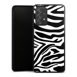 DeinDesign Galaxy A52s 5G Handy Slim Case extra d&uuml;nn Silikon Handyh&uuml;lle schwarz H&uuml;lle Animal Look Zebra Animal Print Silikon Slim Case