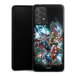 DeinDesign Galaxy A52s 5G Handy Slim Case extra d&uuml;nn Silikon Handyh&uuml;lle schwarz H&uuml;lle Avengers Marvel Comic Silikon Slim Case
