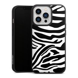DeinDesign iPhone 13 Pro Handy Premium Silikon H&uuml;lle Handyh&uuml;lle schwarz Case Animal Look Zebra Animal Print Silikon Premium Case