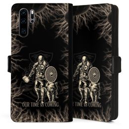 DeinDesign Huawei P30 Pro Handy Klapph&uuml;lle Handyh&uuml;lle aus Kunst Leder schwarz Flip Case Tv Show Designs Wikinger Vikings Sideflip mit langer Lasche