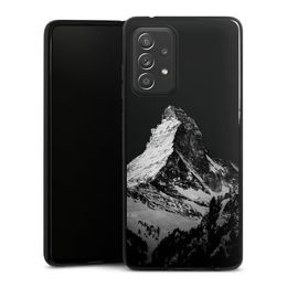 DeinDesign Galaxy A52s 5G Handy Slim Case extra d&uuml;nn Silikon Handyh&uuml;lle schwarz H&uuml;lle Mountain Snow Mountain Top Silikon Slim Case