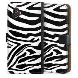 DeinDesign Galaxy XCover 6 Pro Handy Klapph&uuml;lle Handyh&uuml;lle aus Kunst Leder schwarz Flip Case Animal Look Zebra Animal Print Sideflip mit langer Lasche