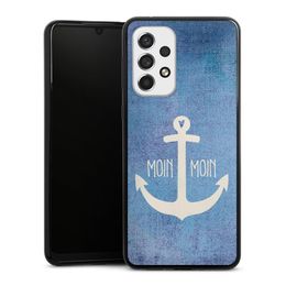 DeinDesign Galaxy A33 5G Handy Slim Case extra d&uuml;nn Silikon Handyh&uuml;lle schwarz H&uuml;lle Anchor Blue Maritim Silikon Slim Case