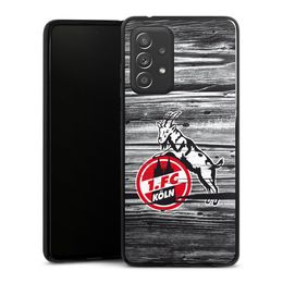 DeinDesign Galaxy A52s 5G Handy Slim Case extra d&uuml;nn Silikon Handyh&uuml;lle schwarz H&uuml;lle 1. Fc K&ouml;ln Wooden Look Official Licensed Product Silikon Slim Case