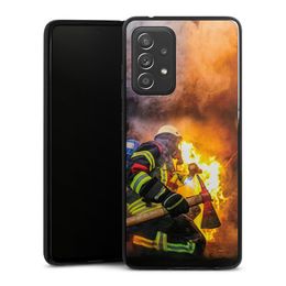 DeinDesign Galaxy A52s 5G Handy Slim Case extra d&uuml;nn Silikon Handyh&uuml;lle schwarz H&uuml;lle Life Saver Fire Fighters Fire Silikon Slim Case